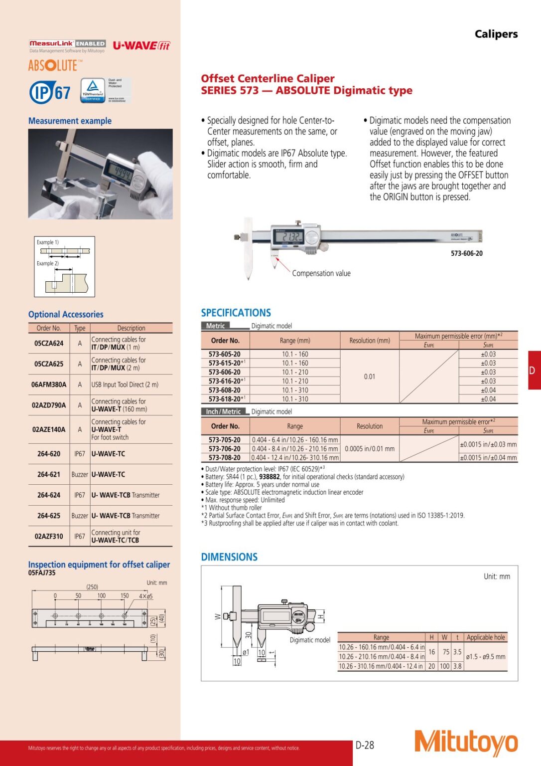 IPTO | Thước cặp điện tử đo khoảng cách tâm Mitutoyo 573-605-20, 573 ...